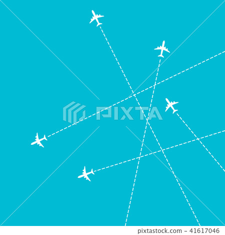 plane with dashed path lines. airplane flight... - Stock Illustration ...
