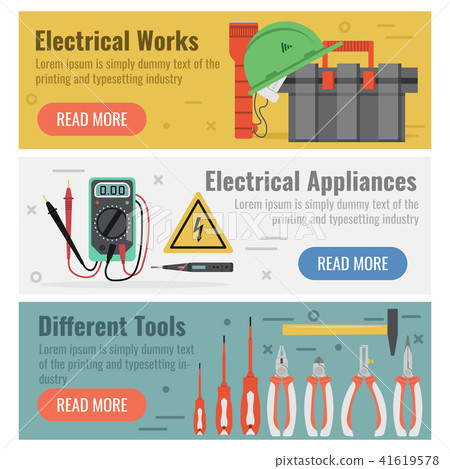 Three banners for electrical works - Stock Illustration [41619578] - PIXTA