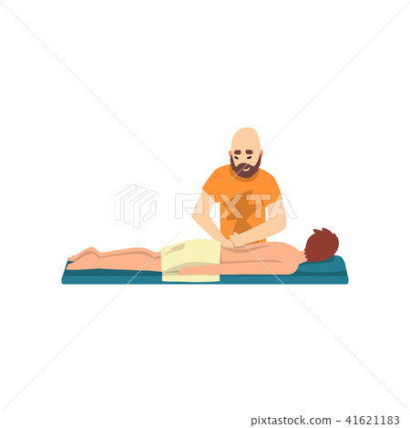 Massage therapy with man, male therapist doing... - Stock Illustration ...