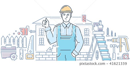 General worker - line design style illustration - Stock Illustration ...