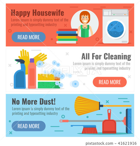 Three banner for cleaning and laundry - Stock Illustration [41621916 ...