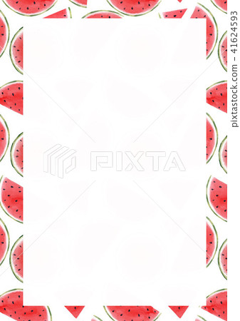 Watercolor watermelon frame - Stock Illustration [41624593] - PIXTA