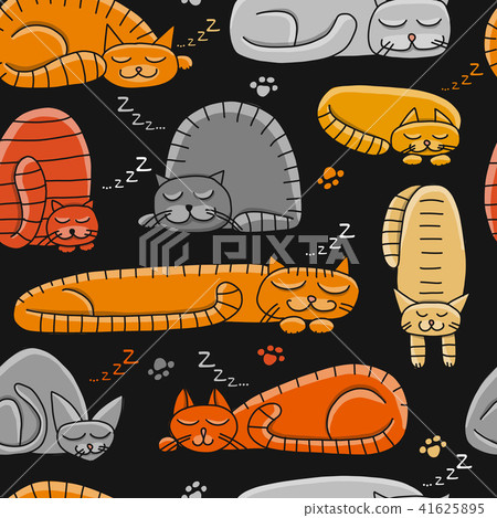 Sleeping cats, seamless pattern for your design - Stock Illustration ...