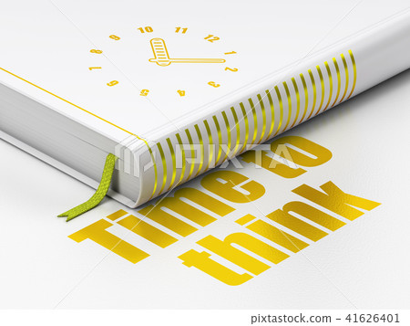 Timeline concept: book Clock, Time To Think on... - Stock Illustration ...