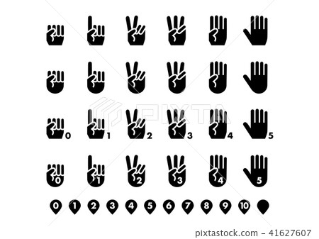 Hand digits Illustration icon Black - Stock Illustration [41627607] - PIXTA
