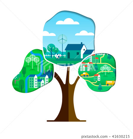 Green city tree concept for environment care - Stock Illustration ...