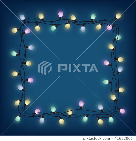 Glowing bulb garland frame, decorative light - Stock Illustration ...