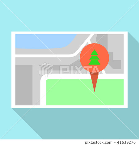 Fir tree pin map icon, flat style - Stock Illustration [41639276] - PIXTA