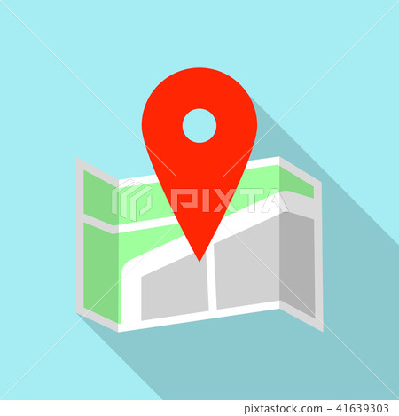 Big red pin map icon, flat style - Stock Illustration [41639303] - PIXTA