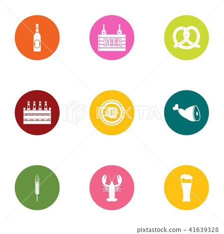 Tourist food icons set, flat style - Stock Illustration [41639328] - PIXTA