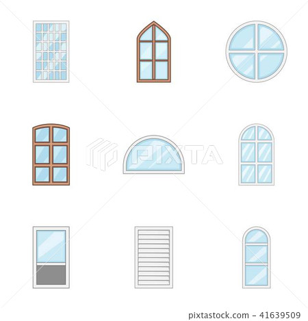 Window pane icons set, cartoon style - Stock Illustration [41639509 ...