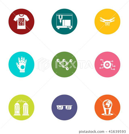 Discrete icons set, flat style - Stock Illustration [41639593] - PIXTA