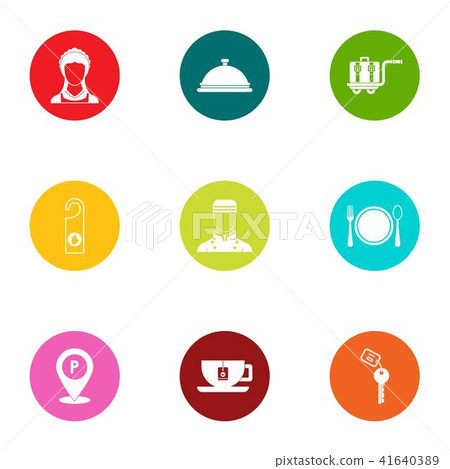 Restaurant service icons set, flat style - Stock Illustration [41640389 ...