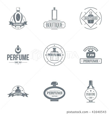 Unique perfume logo set, simple style - Stock Illustration [41640543 ...
