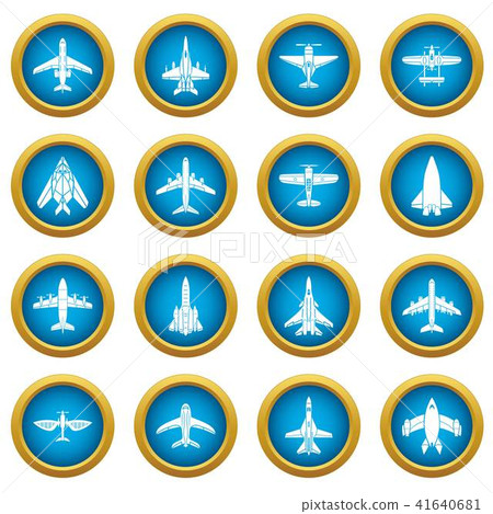 Airplane top view icons set, simple style - Stock Illustration ...