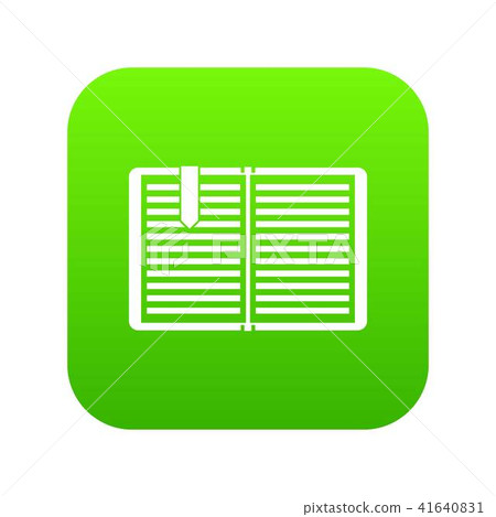 Open book with a bookmark icon digital green - Stock Illustration ...