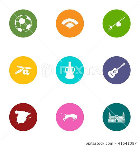 Difference countries icons set, flat style-插圖素材 [41641087] - PIXTA圖庫