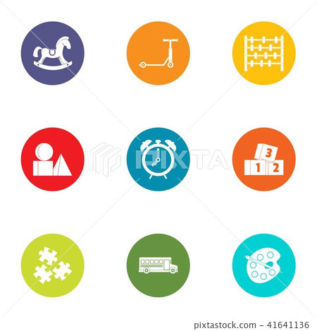 Miniature toy icons set, flat style - Stock Illustration [41641136] - PIXTA