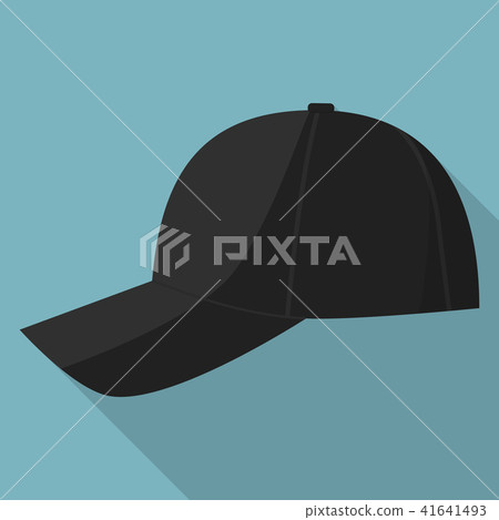 Side view of black baseball cap icon, flat style - Stock Illustration ...