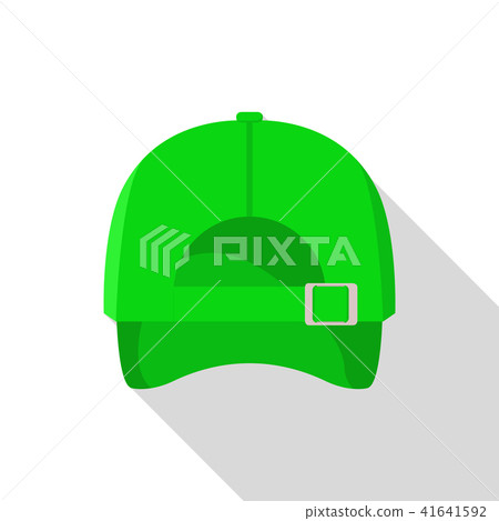 Back of green baseball cap icon, flat style - Stock Illustration ...
