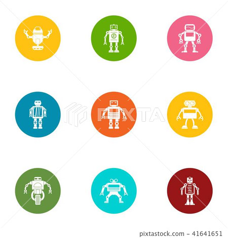 Bot icons set, flat style - Stock Illustration [41641651] - PIXTA