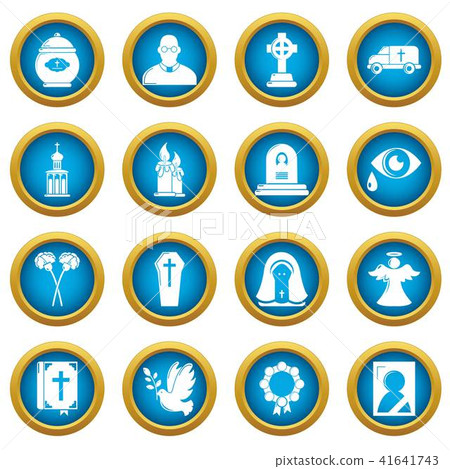 Funeral ritual service icons set, simple style - Stock Illustration ...