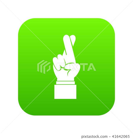 Fingers crossed icon digital green - Stock Illustration [41642065] - PIXTA