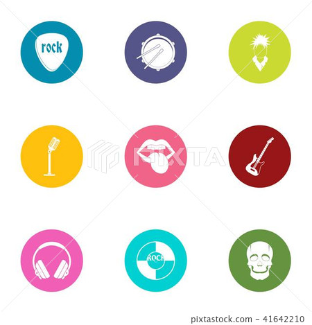Rock band icons set, flat style - Stock Illustration [41642210] - PIXTA