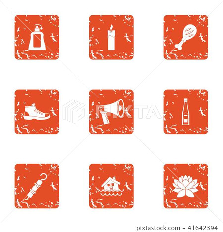 Household thing icons set, grunge style - Stock Illustration [41642394 ...