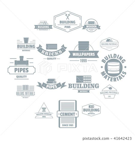 Building materials logo icons set, simple style - Stock Illustration ...