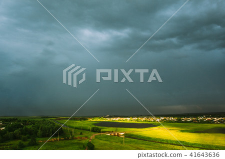 Spring Rain Clouds Field Springy Ice Seen For The First Time May