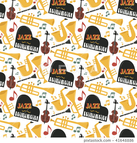 Jazz musical instruments tools background... - Stock Illustration ...