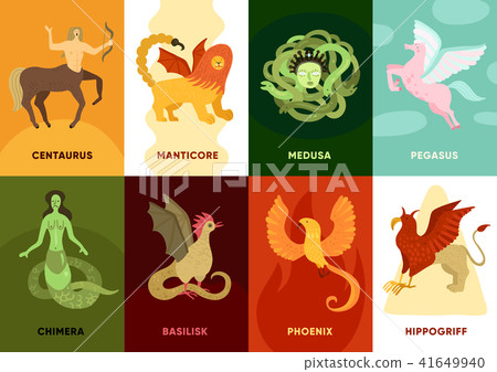 Mythical Creatures Cards Set - Stock Illustration [41649940] - PIXTA