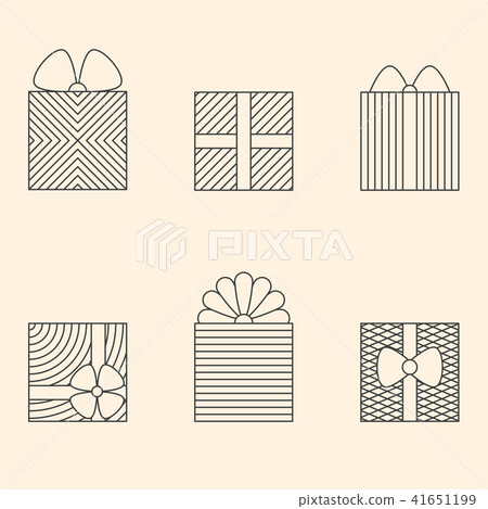 Set of minimalistic linear gift boxes - Stock Illustration [41651199 ...