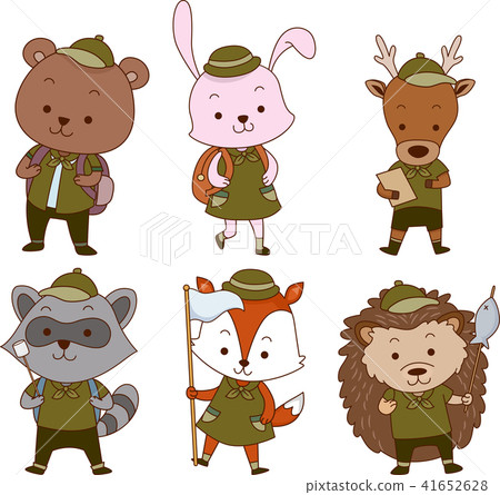 Woodland Animals Scouts Illustration - Stock Illustration [41652628 ...