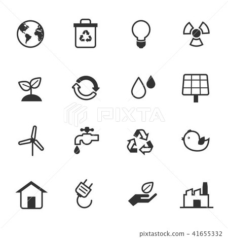 Eco Energy and Environment Icons Set Vector - Stock Illustration ...