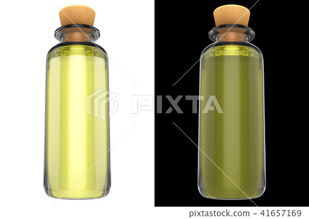 bottles glass of yellow hair oil treatment - Stock Illustration ...