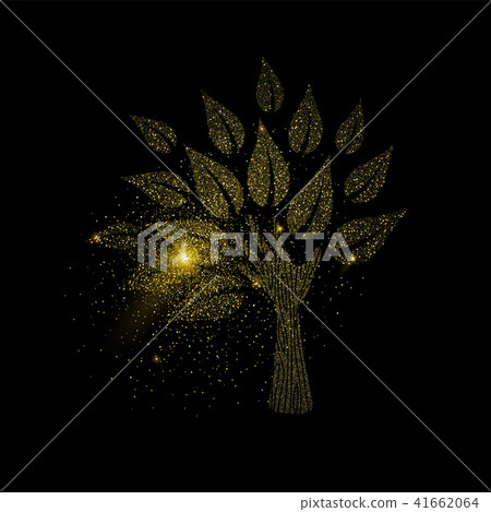 Hand tree concept made of gold glitter dust - Stock Illustration ...