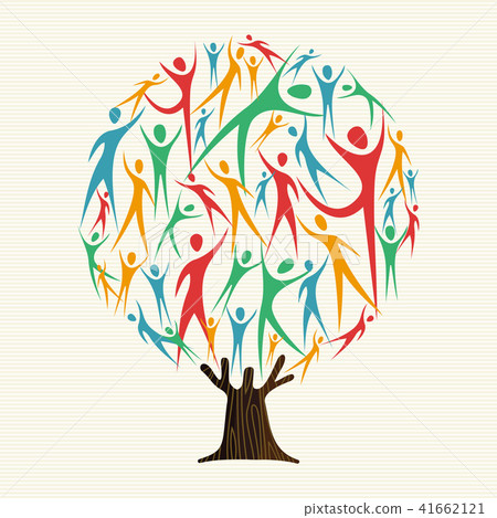 Tree of people shapes for community team concept - Stock Illustration ...