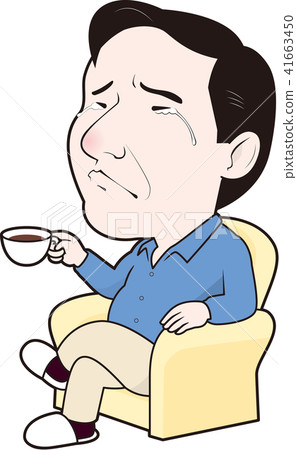 Daddy crying on the sofa - Stock Illustration [41663450] - PIXTA