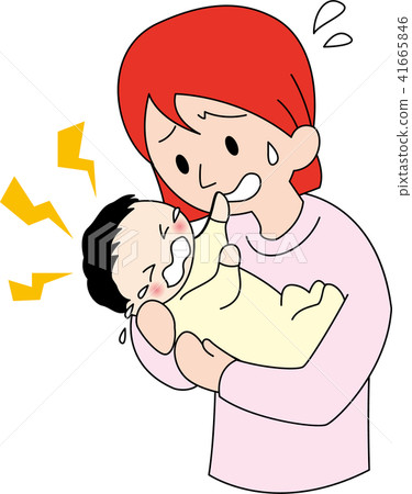 A color illustration of a mother and a crying baby - Stock Illustration ...