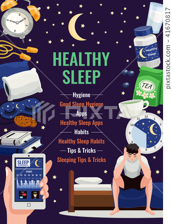 Healthy Sleep Poster - Stock Illustration [41670817] - PIXTA