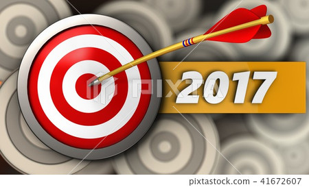 3d target with 2017 year sign-插圖素材 [41672607] - PIXTA圖庫