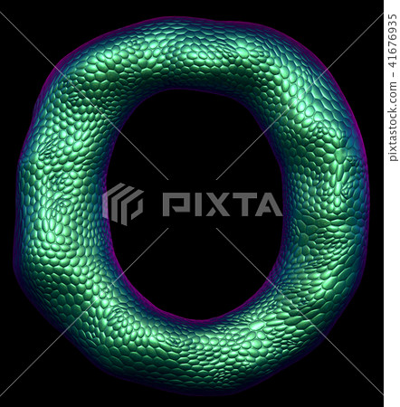 Letter O made of natural green snake skin... - Stock Illustration ...
