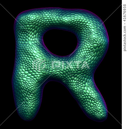 Letter R made of natural green snake skin... - Stock Illustration ...