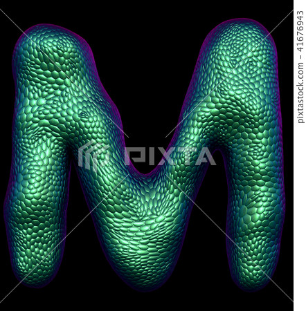 Letter M made of natural green snake skin... - Stock Illustration ...