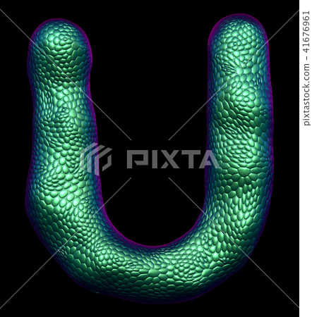 Letter U made of natural green snake skin... - Stock Illustration ...
