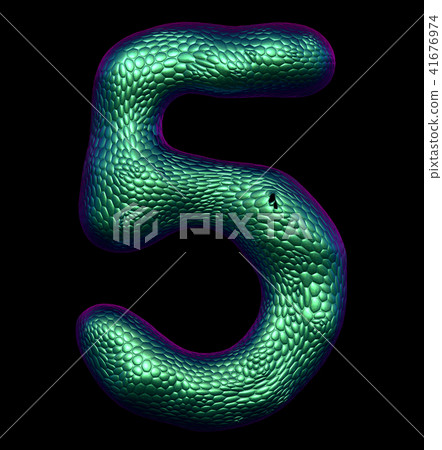 Number 5 five made of natural green snake skin... - Stock Illustration ...