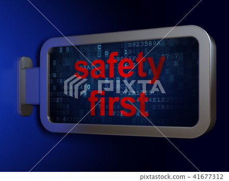 Safety concept: Safety First on billboard... - Stock Illustration ...