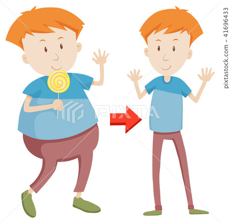 A Cartoon of Fat and Slim Boy - Stock Illustration [41696433] - PIXTA